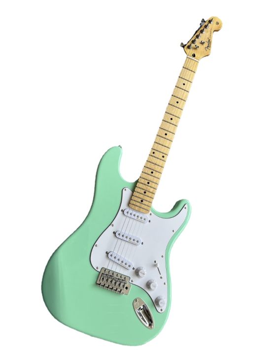 Classic Fender Stratocaster Light Green Electric Guitar 22 Frets Chrome ...