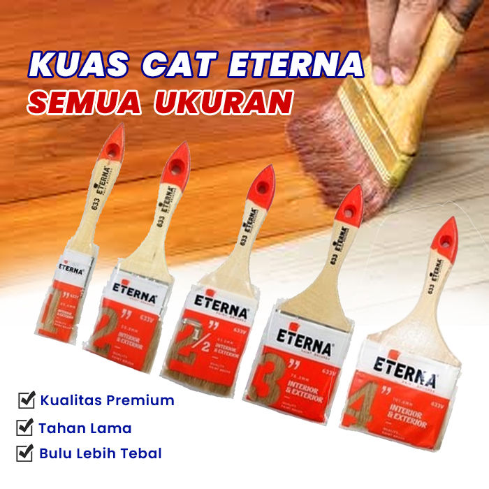 Kuas Cat Eterna Untuk Cat Kayu Besi Dinding Tembok Gagang Kayu Awet ...