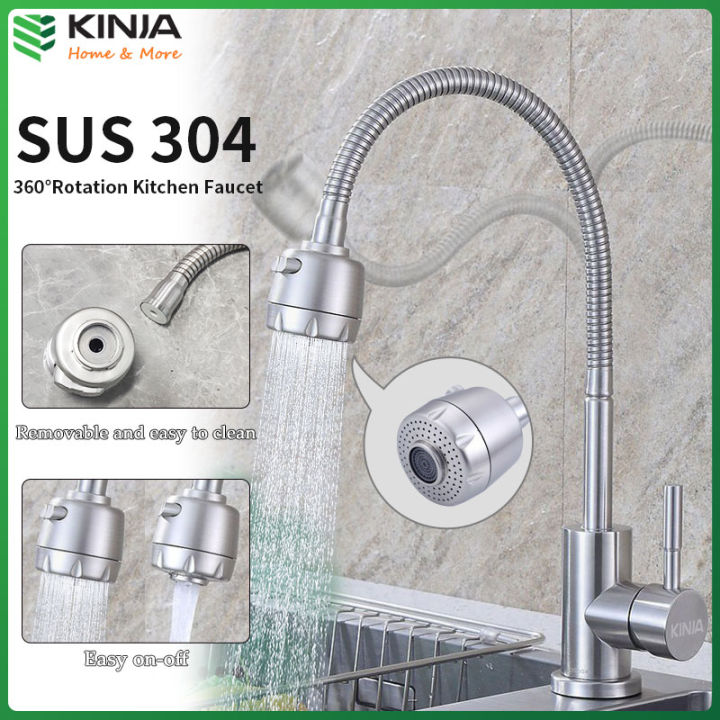 KINJA kitchen sink faucet sus304 stainless steel water tap paip singki ...