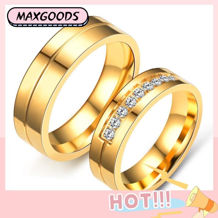 1 x Wedding Band Ring Women Men Wedding Band Rings For Love 18K Gold ...