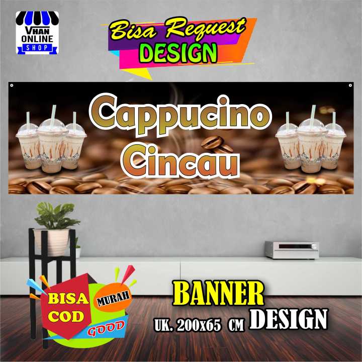 Spanduk, Banner Jualan minuman Cappucino Cincau, Capcin, Minuman Viral ...
