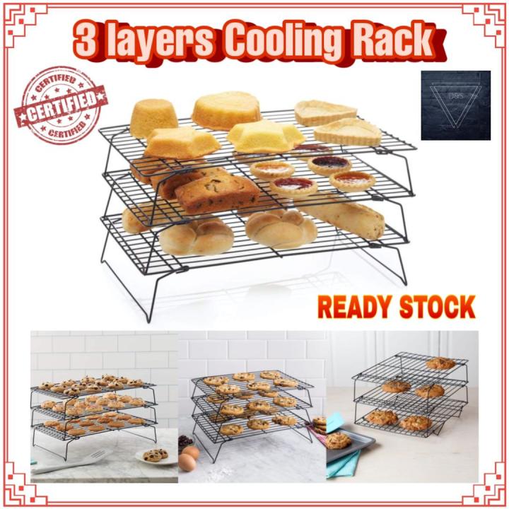 🇲🇾 Non-Stick Carbon Steel 3 Layers Cooling Rack Baking Rack Oven Rack ...