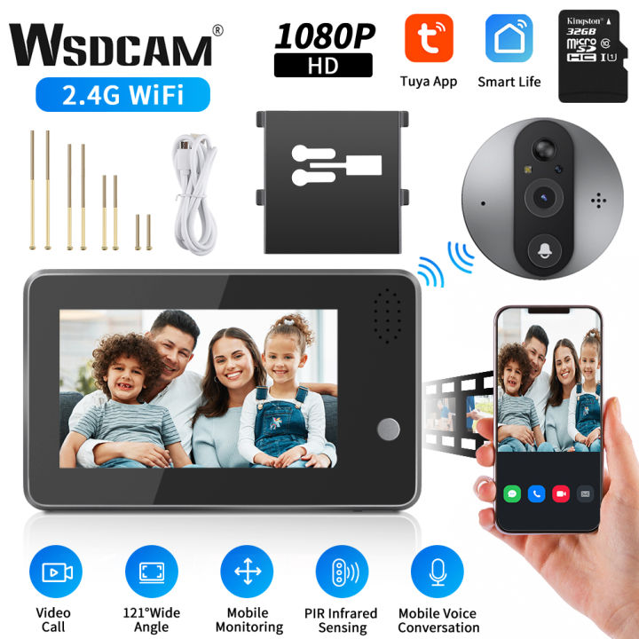 WSDCAM 4.3 inch Smart WiFi Video Night Vision Tuya Peephole Camera ...