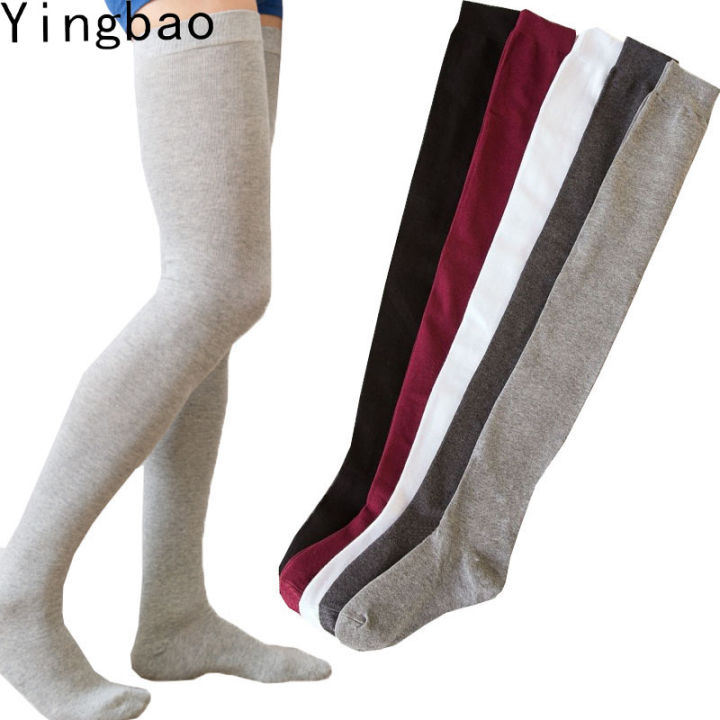 Yingbao Ready Stock 1 pair Long Socks Woman Cotton Thigh High Long ...