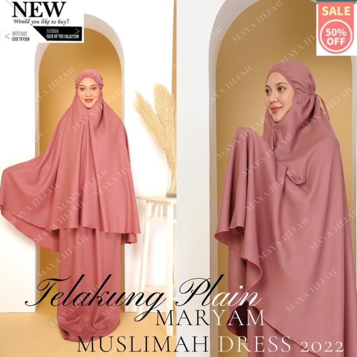 RAMADAN STATE Telekung Dewasa Maryam Premium Free Size Telekung plain ...