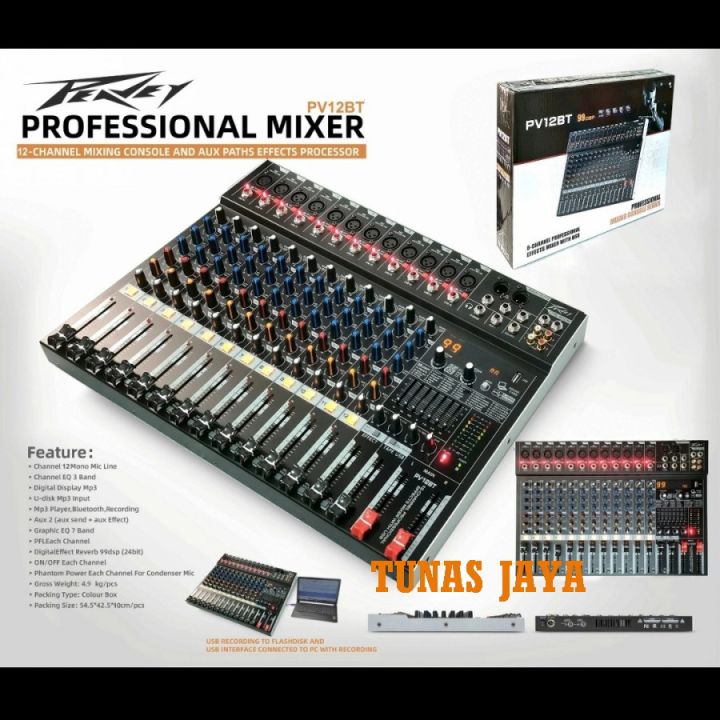 MIXER AUDIO PEAVEY PV12BT 12 CHANNEL MIXER PV 12BT USB BLUETOOTH ...