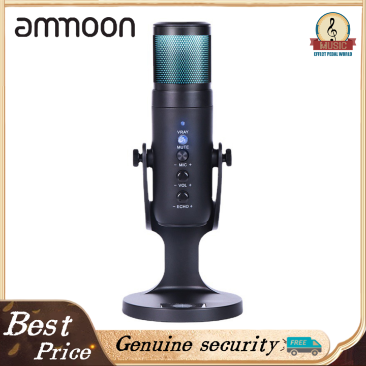 USB Condenser Microphone Tabletop Desktop RGB Microphone with Stand ...