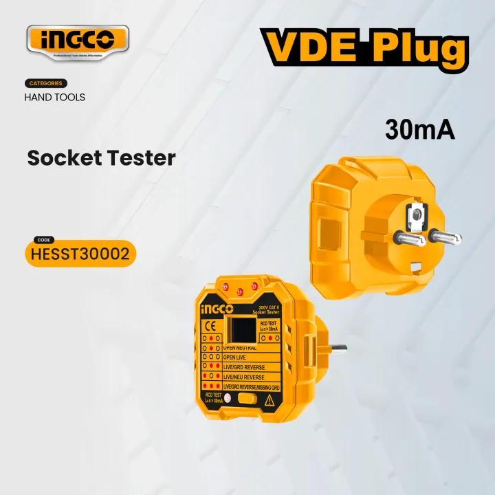 Ingco VDE Plug Socket Tester with Seven testing situations Feedback ...