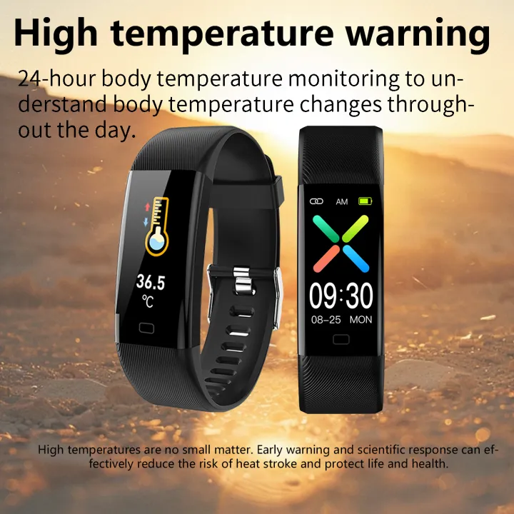 F07t Smart Band 0.96" Touch 24/7 Body Temperature Auto Monitor, Heart ...