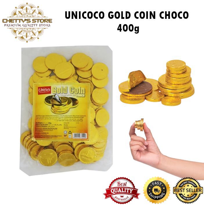 (HALAL CERTIFIED) Unicoco Gold Coin Choco Pouch 70g / 400g | Lazada