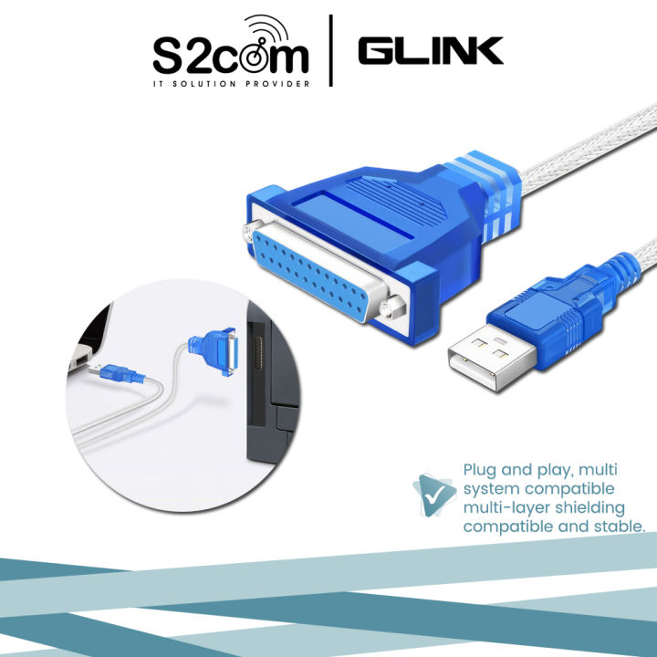 Glink USB To DB25 Parallel Printer Cable 1.5 Meter | Lazada