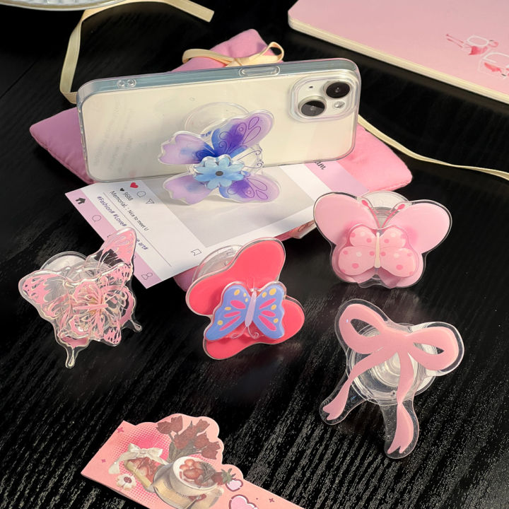 พร้อมส่ง ลายการ์ตูน ผีเสื้อ ที่ติดหลังมือถือ ที่วางโทรศัพท์ Acrylic ...