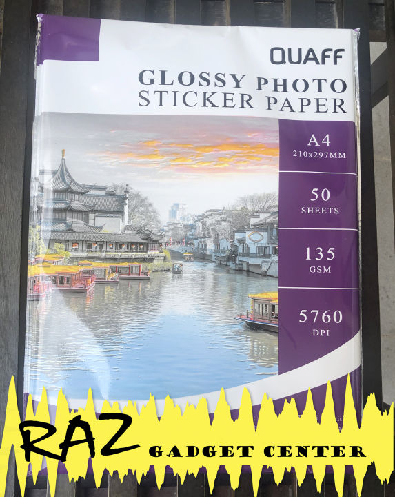 Quaff Glossy Photo Sticker Paper 135gsm A4 Size 50 Sheets / Pack ...