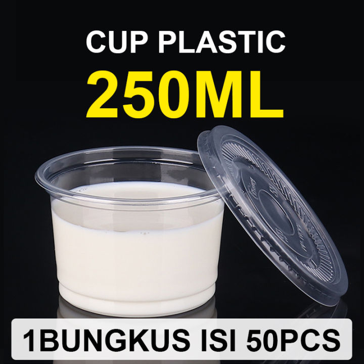 Cup Plastik Thinwall dan Tutup Ukuran 250ml Isi 50PCSCocok Untuk Agar ...