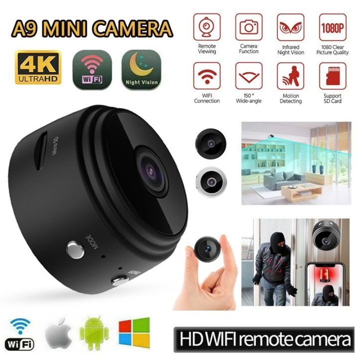 A9 Wireless Smart HD Surveillance Camera - 360° Detection, Night Vision ...