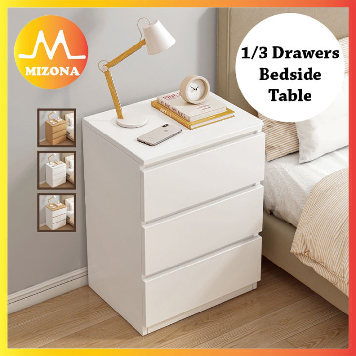 MIZONA 1/3 Drawers Bedside Table Simple Modern Small Storage Rental ...