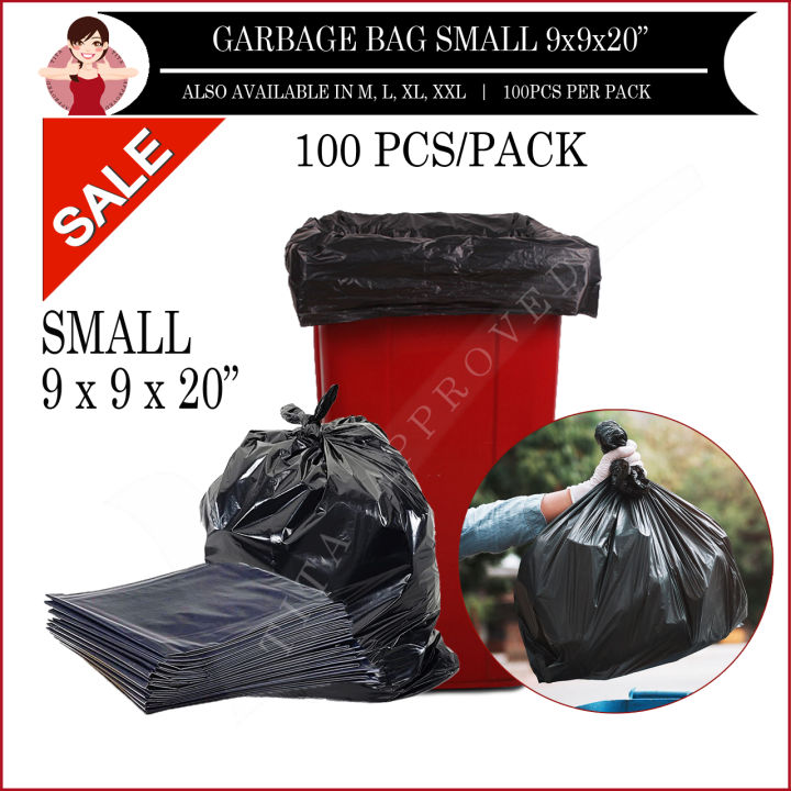 100pcs Small [9x9x20"] Black Flat Garbage Bag Plastic Bag Trash Bag ...
