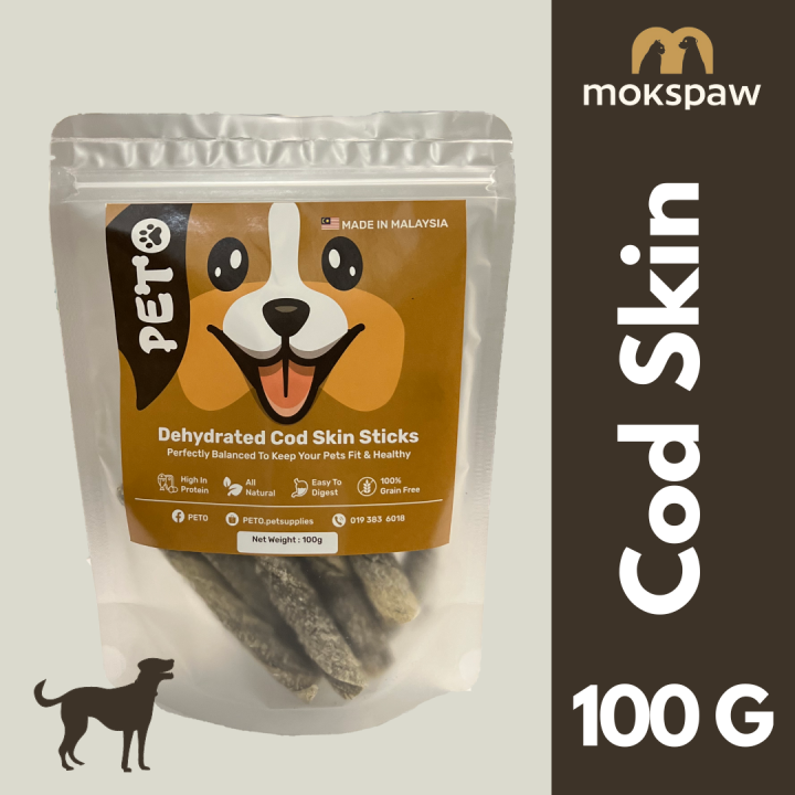 Mokspaw Cod Fish Skin Sticks Crunchy Chewing Treats For Pets Dog Treats ...
