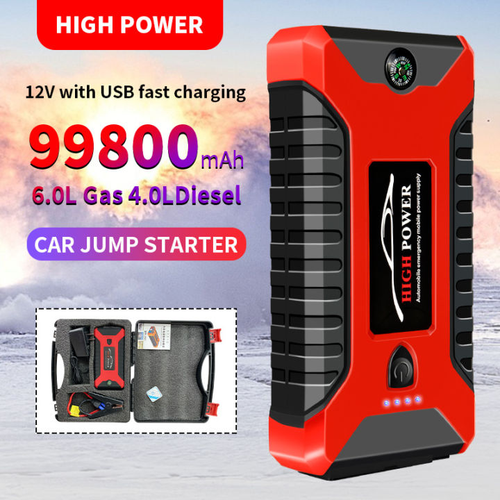 Car Jump Starter 99800mAh / 12V Booster Car Start Supply Portable USB Charger Multi-function ...