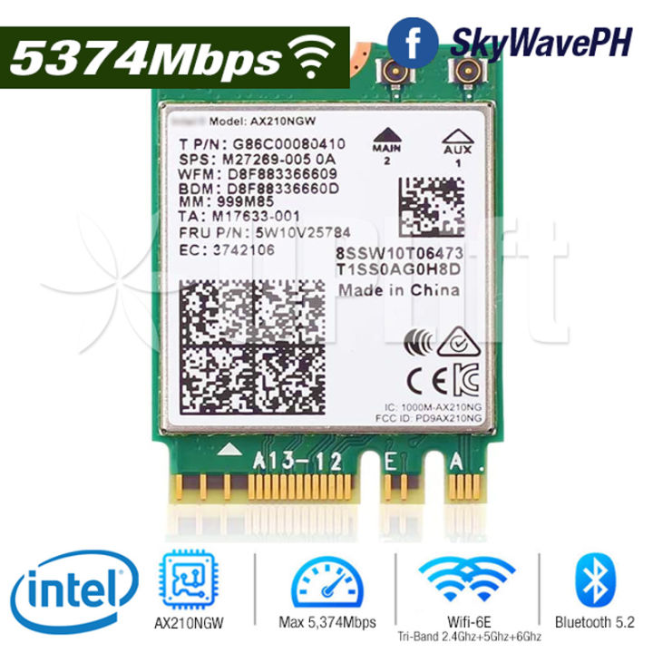INTEL AX210NGW AX210 AX5400 Wi-Fi 6E Triband 802.11ax Bluetooth BT5.2 ...