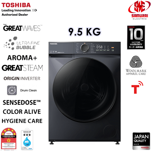 READY STOCK TOSHIBA FRONT LOAD INVERTER WASHER AROMA+ MATTERS 9.5 KG ...