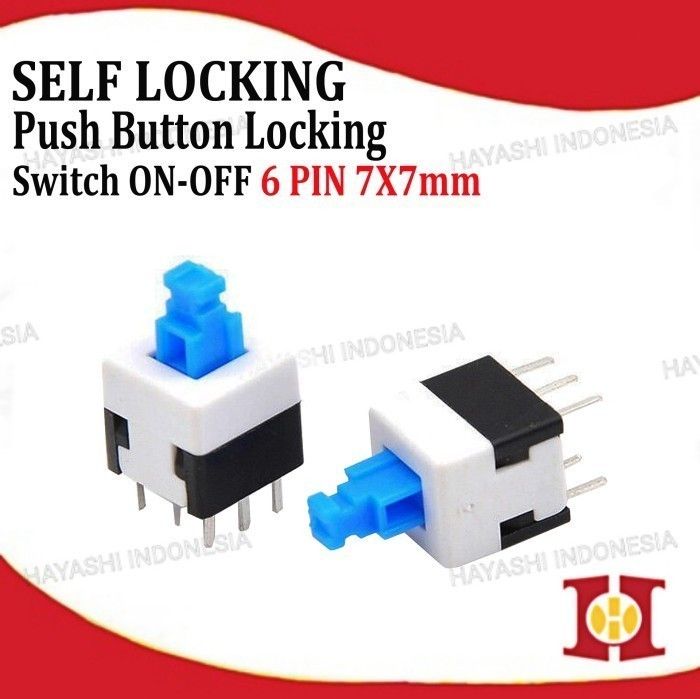 Switch Push Button On Off Self Lock Saklar Tekan 6 Pin Kaki 7 x 7 Mm ...