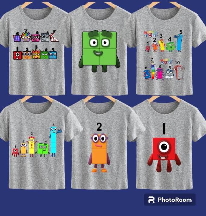 NUMBER BLOCKS Gray Tees for Kids and Adults | Lazada PH