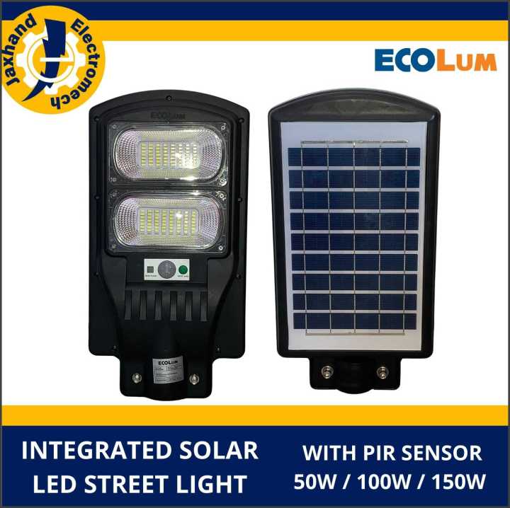 Ecolum Integrated LED Solar Street Light 50w / 100W / 150W with PIR ...