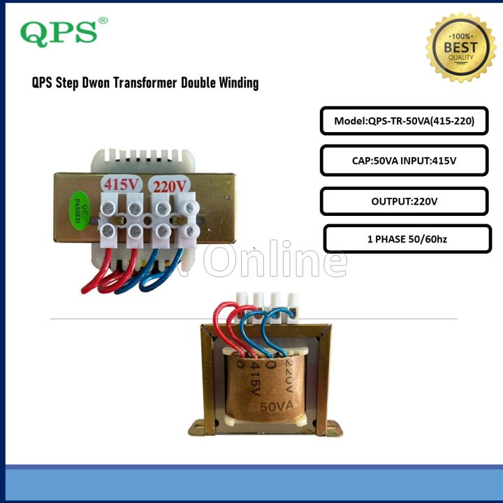 Qps Step Down Transformer Double Winding 1phase 50va Input 415v Output