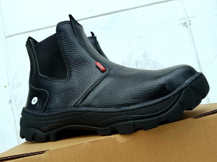 Sepatu safety Kerja Proyek Pria Kulit Asli Semi Boot Hitam | Lazada ...