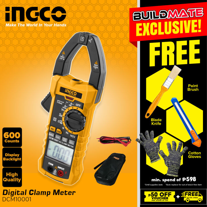 BUILDMATE Ingco Digital Clamp Meter 6000 Counts Multimeter Voltmeter ...