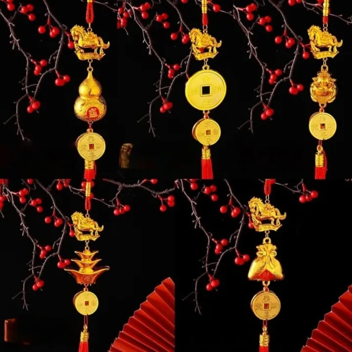 XIJIBAN Năm con ngựa Đồ trang trí ô tô Đang treo Dây đỏ dây treo tường ...