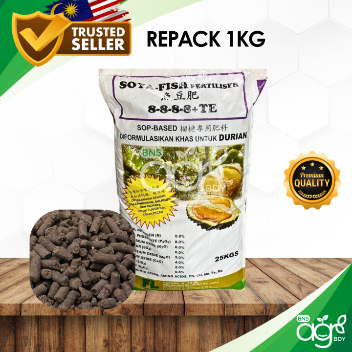 [1kg] AgroBuddy Soya Fish Fertilizer 8888 SOP | Baja Soya 8888 Organik ...