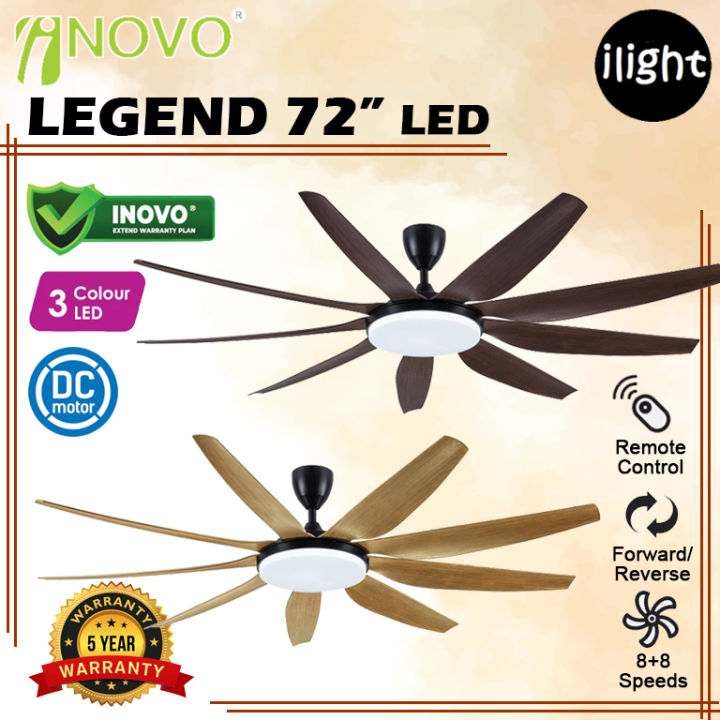 INOVO LEGEND 72 Inches LED 9 ABS Blades DC Motor 8 + 8 Forward Reverse ...