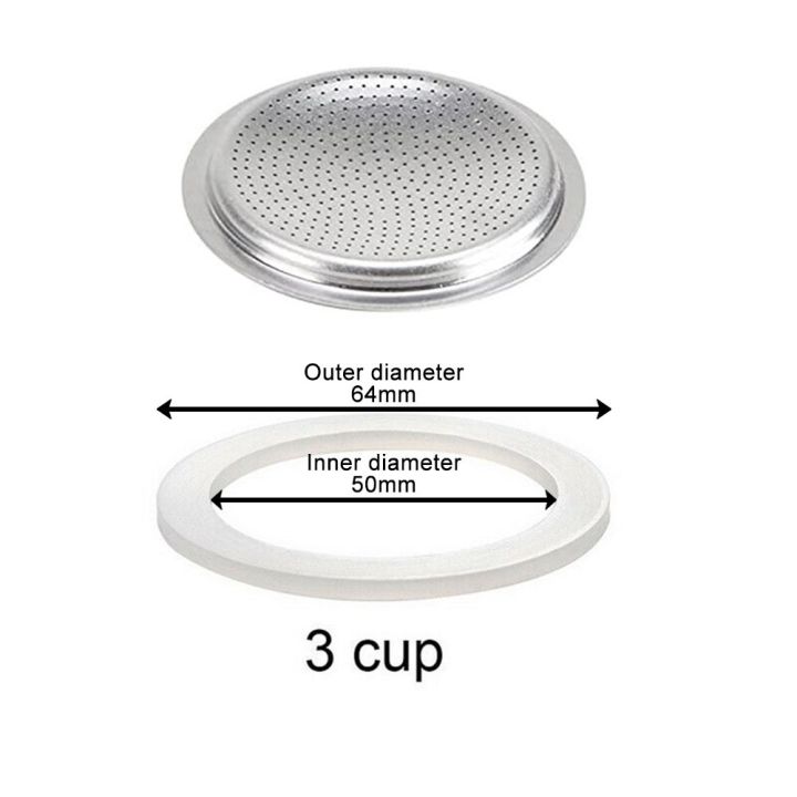 Moka Pot Coffee Pot Silicone Ring Rubber Seal+Sieve ForCoffee Tea ...
