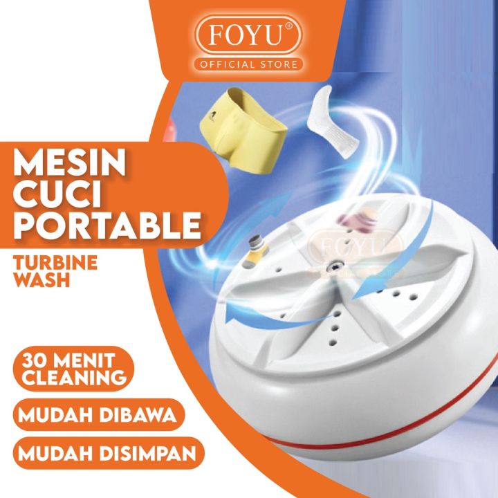 Mesin Cuci Mini Portable Putar 360° Turbine Wash USB Pencuci Pakaian ...