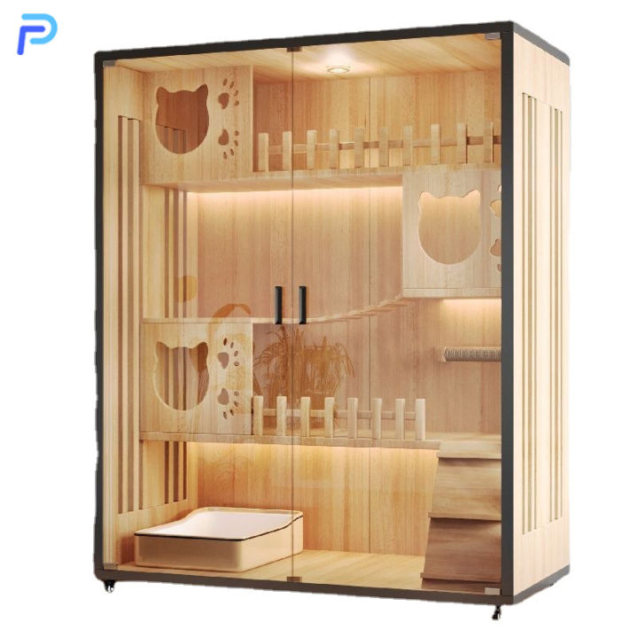 【Pluck】COD วิลล่าแมวไม้ บ้านแมวขนาดใหญ่ กรงสัตว์เลี้ยง อพาร์ทเมนต์แมวไม้เนื้อแข็ง กรงแมว Pet ...