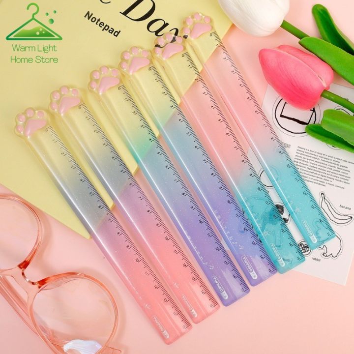 Cartoon Cat Paw Gradient Color 15cm Ruler School Office Supplies Kawaii ...