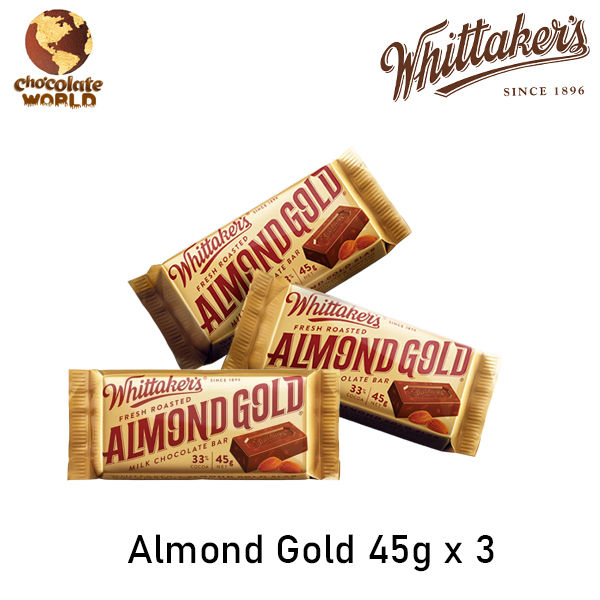 Whittaker's Almond Gold Slab Milk Chocolate Bars 3 X 45G (Made in New ...