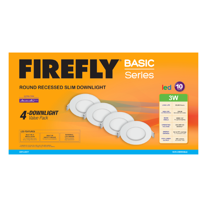 Firefly Basic Series 4-LED Round Recessed Slim Downlight Value Pack - Daylight (3W) | Lazada PH