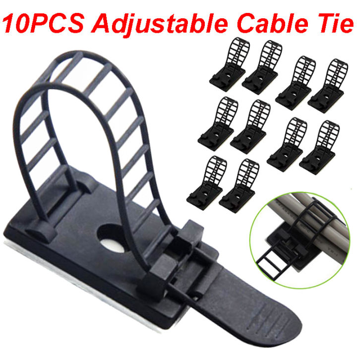 10PCS Adjustable Cable Tie Bases Mount Wire Removable Self Adhesive ...