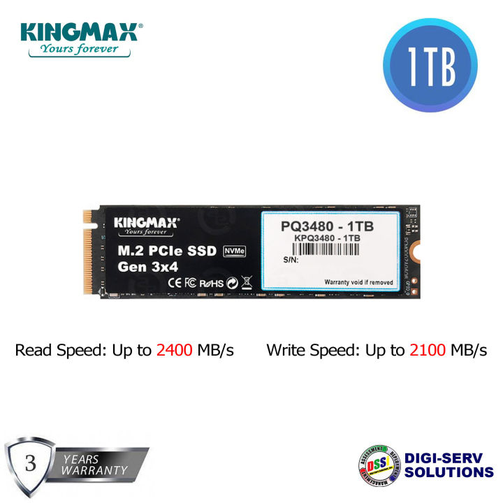Kingmax 1TB M.2 2280 PCIe NVMe SSD Gen3x4 PQ3480 (KMPQ3480-1TB), Read ...