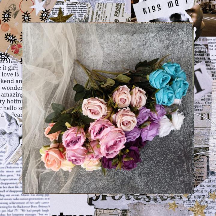 Bunga 1 bunch Mawar Artificial Premium Bunga Imitasi Bunga Plastik ...