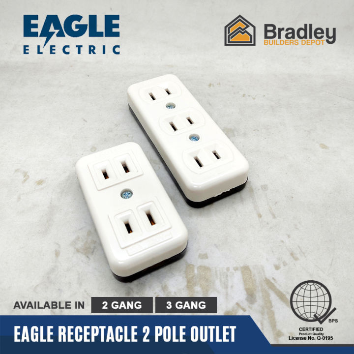 Eagle Receptacle 2 Pole Outlet (2 gang or 3 gang) | Lazada PH