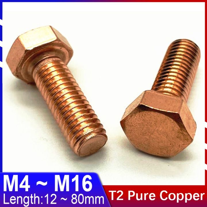 (Letitia)M4 M5 M6 M8 M10 M12 M16 T2 Pure Copper Outer Hexagon Screw ...