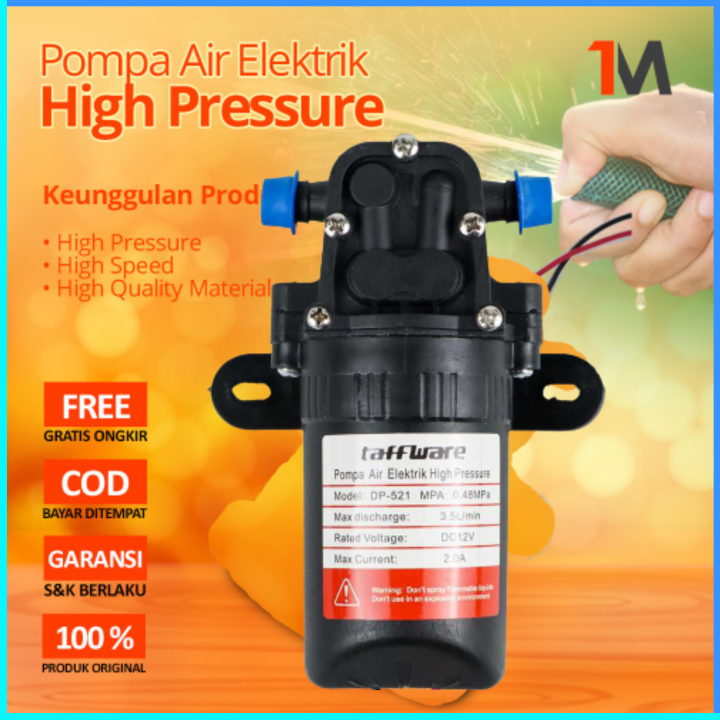 COD Taffware Pompa Air Elektrik High Pressure 12V 70PSI 3.5L/min ...