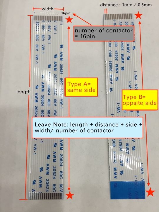 AWM 20706 105C 80c 60V VW-1 Flexible FFC wide Flex Ribbon Cable wire ...
