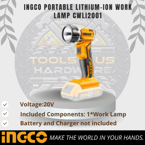 INGCO 20V Portable Lithium-Ion Work Lamp CWLI2001 BN-PT | Lazada PH