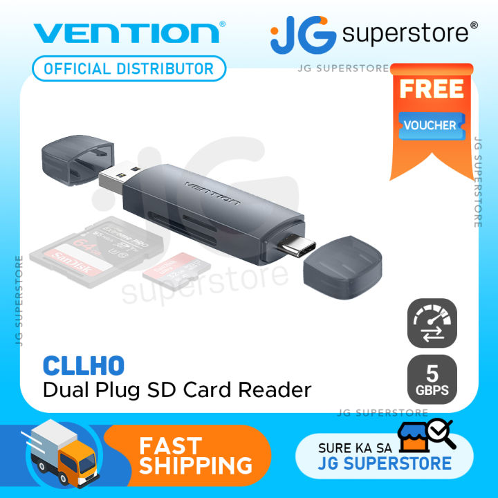Vention 2-in-1 Type-C and USB 3.0 SD and TF Card Reader 5Gbps 100MB/s ...