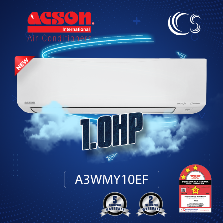 ACSON ALL NEW 2024 3 STAR INVERTER AIRCOND EF MODEL WITH R32 GAS & WIFI ...